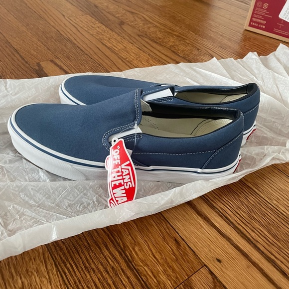 Vans | Shoes | Brand New Blue Slip On Vans | Poshmark